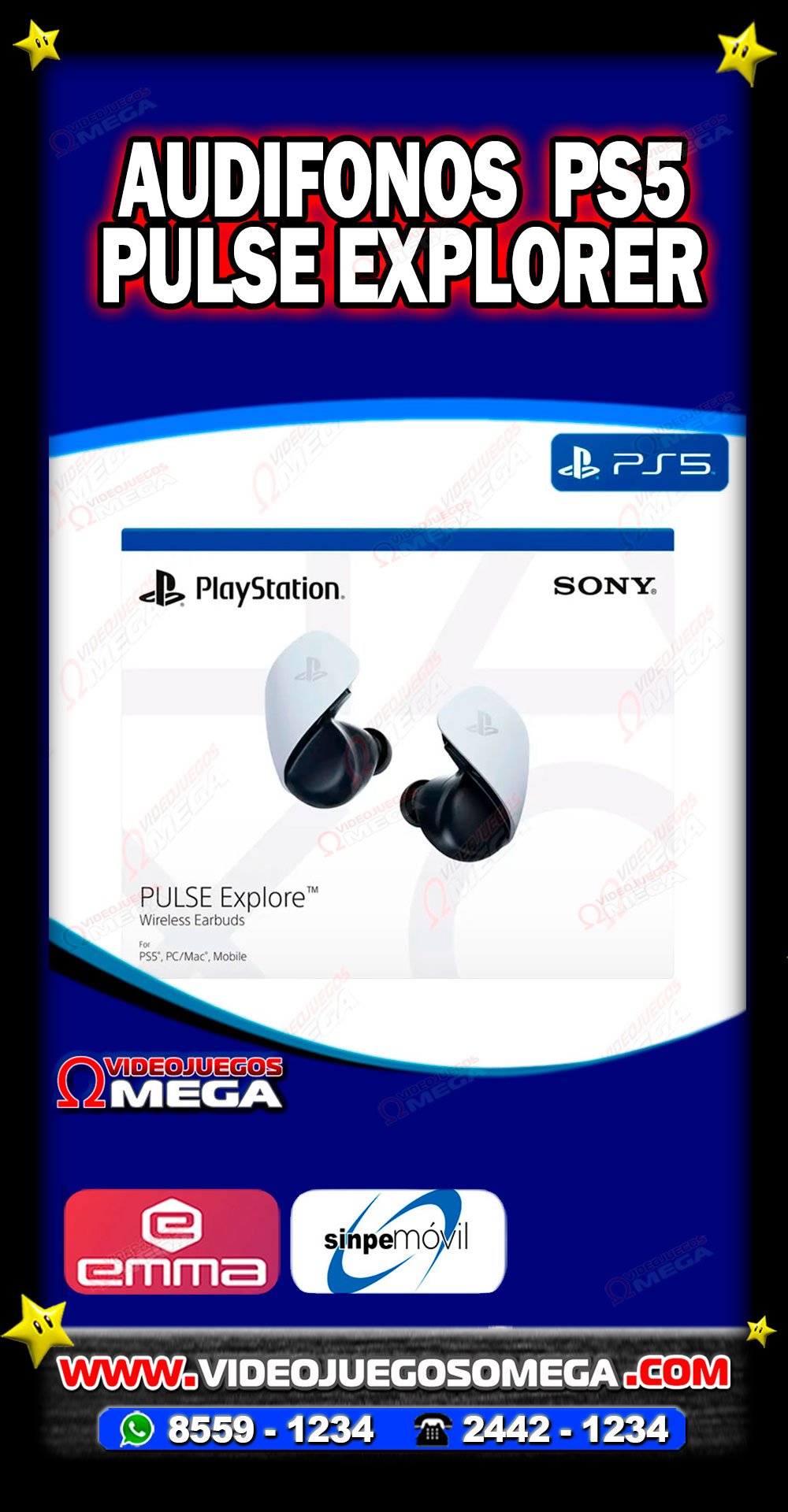 Audífonos PlayStation Pulse Explore PS5 | Costa Rica